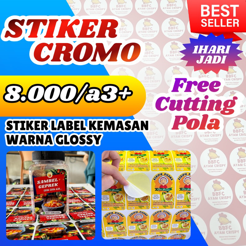 Jual Stiker Label Stiker Kemasan Bahan Cromo Kilat stiker a3+ FREE ...