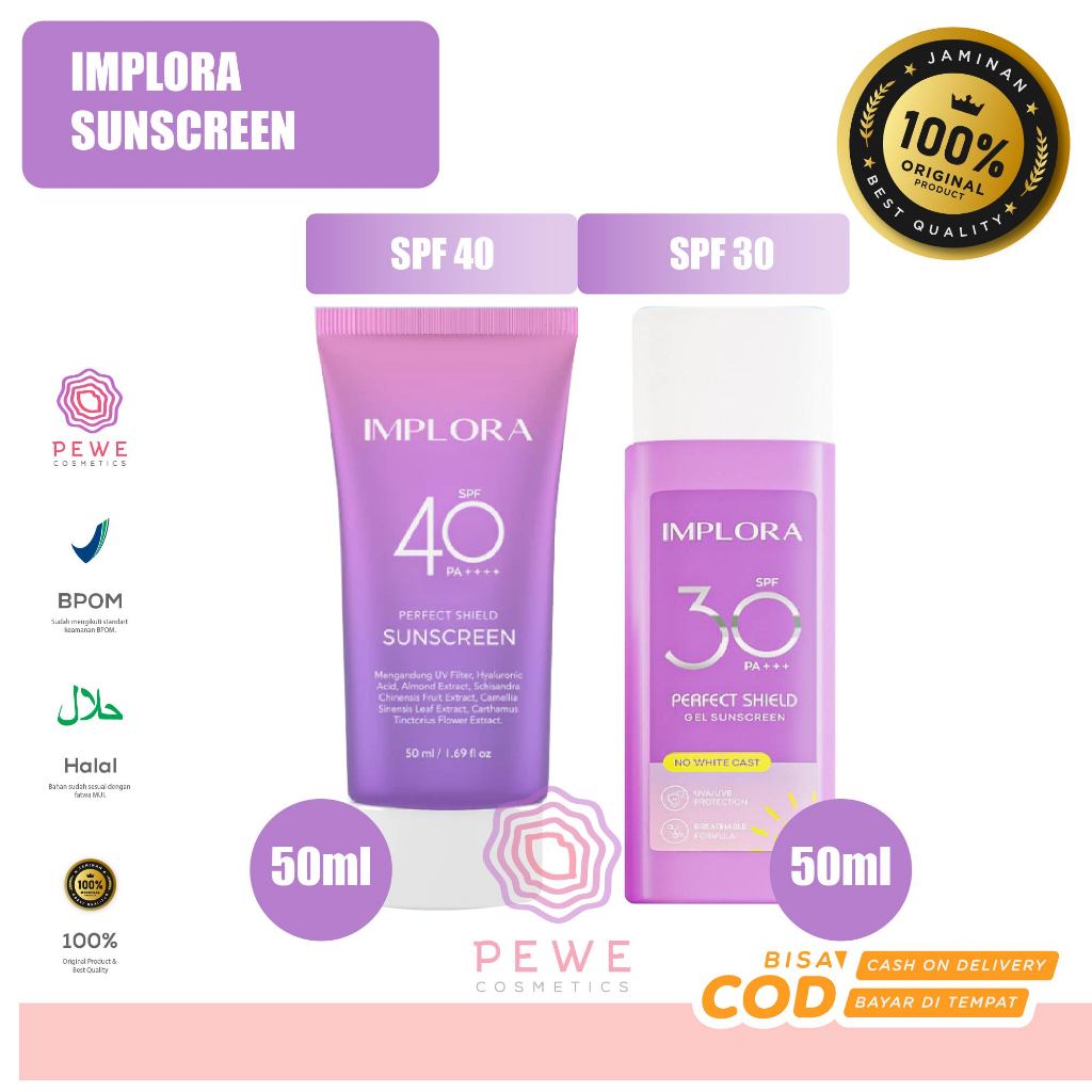 Jual Implora Sunscreen Perfect Shield SPF 40 & SPF 30 Perlindungan ...