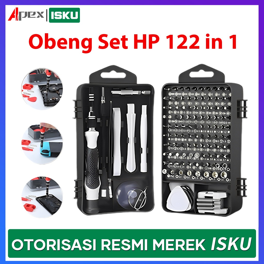 Jual 【Promo spesial】ISKU Obeng hp full Set lengkap original 115/122 in 1 mini tool kit set/obeng ...