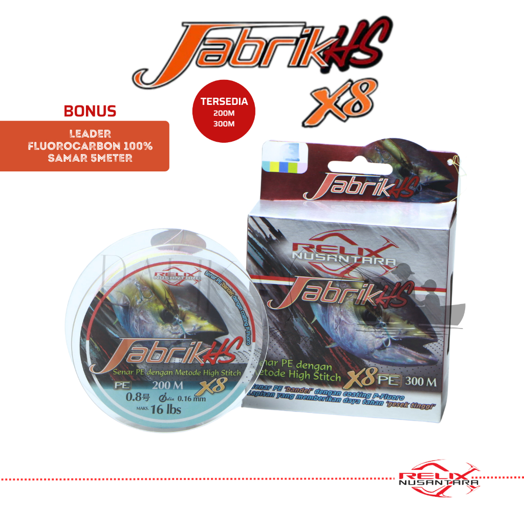 Jual Senar PE Jabrik HS X8 Jabrik 300 Meter 200 Meter | Shopee Indonesia