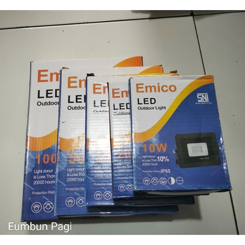 Jual Lampu Kap Sorot EMICO LED sinar putih 10w 20w 30w 50w 100w | Shopee Indonesia