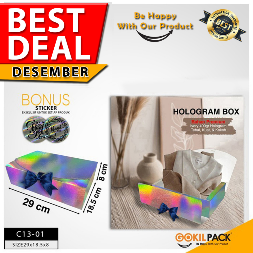 Jual GOKILPACK - Gift Box Hologram - Kotak Kado silver Hologram Mewah ...