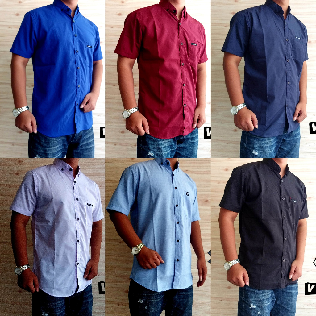 Jual Kemeja Tredeer Pria Polos Lengan Pendek Slimfit - Hem Cowok Terbaru Kemeja Kekinian Katun ...