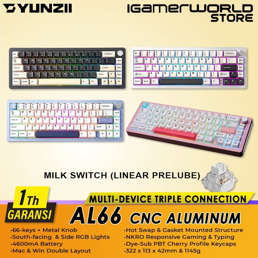 Jual Yunzii AL66 / AL-66 65% Wireless Tri Mode Connection CNC Aluminum ...