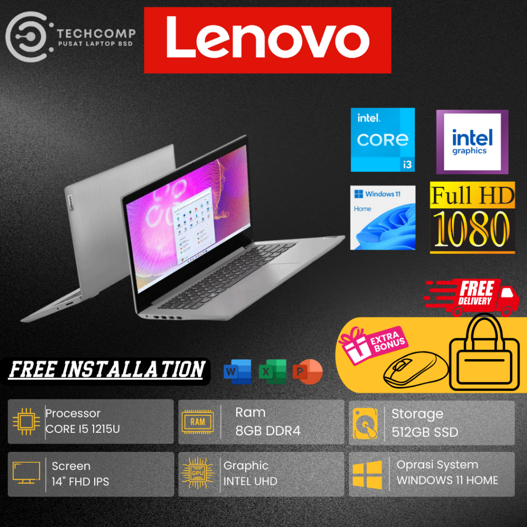 Jual LAPTOP LENOVO IDEAPAD SLIM 3 14 Intel core i3 1215U 8GB 512GB SSD ...