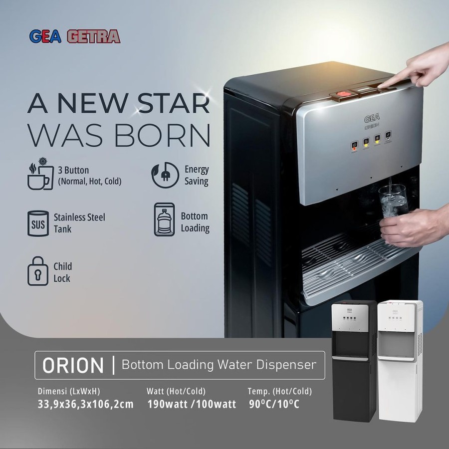 Jual GEA Water Dispenser ORION Black Series ( Galon Air Bawah ...