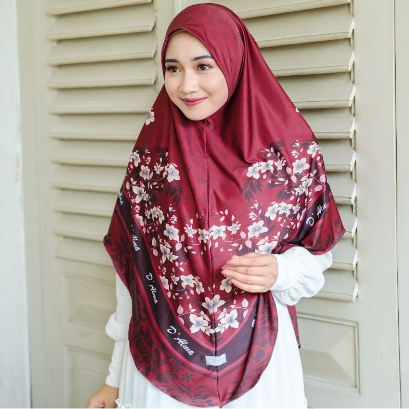Jual JILBAB KHIMAR JUMBO PRINTING MOTIF PREMIUM SIZE XXL BY ALMA HIJAB ...