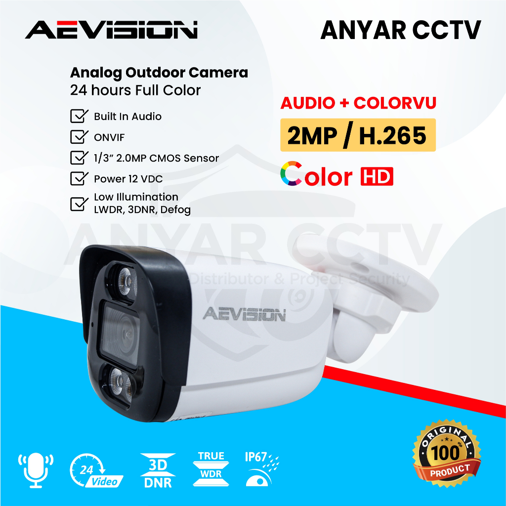 Jual CAMERA AEVISION 2MP AUDIO + COLORVU 2MP FULL HD OUTDOOR | Shopee ...