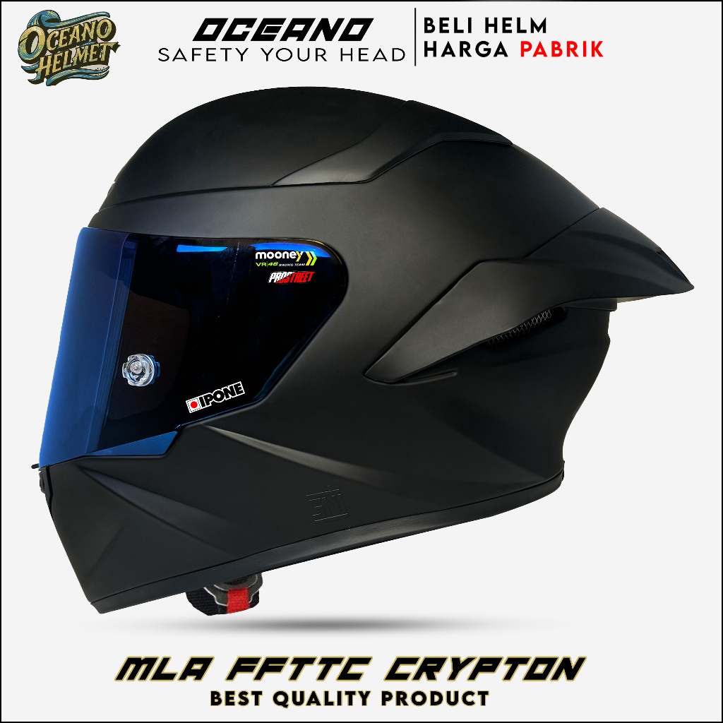 Jual Helm Full Face MLA TTC Crypton / Hitam Dof Kaca Blue / Helm ...