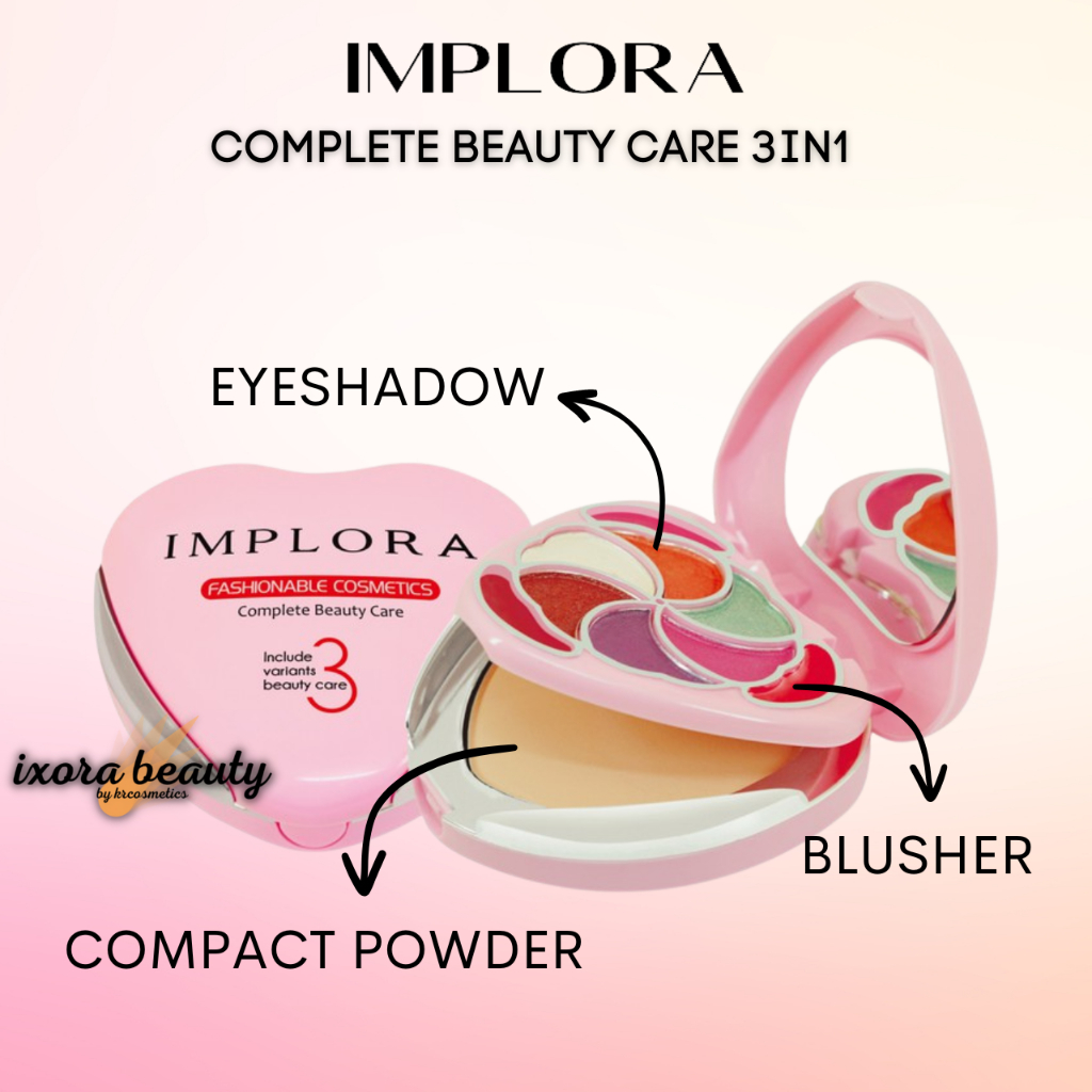 Jual IMPLORA complete beauty care 3in1 eyeshadow blusher compact | Shopee Indonesia