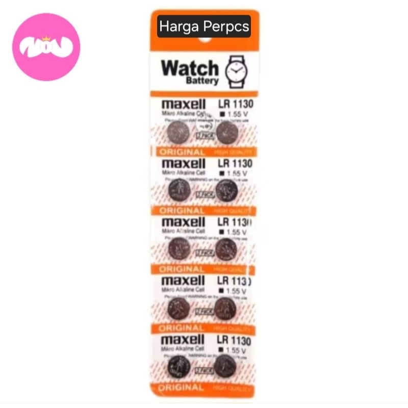Jual Baterai Jam Tangan Maxell LR1130 AG10 1.55V Baterai Kancing Mikro Alkaline Cell | Shopee ...