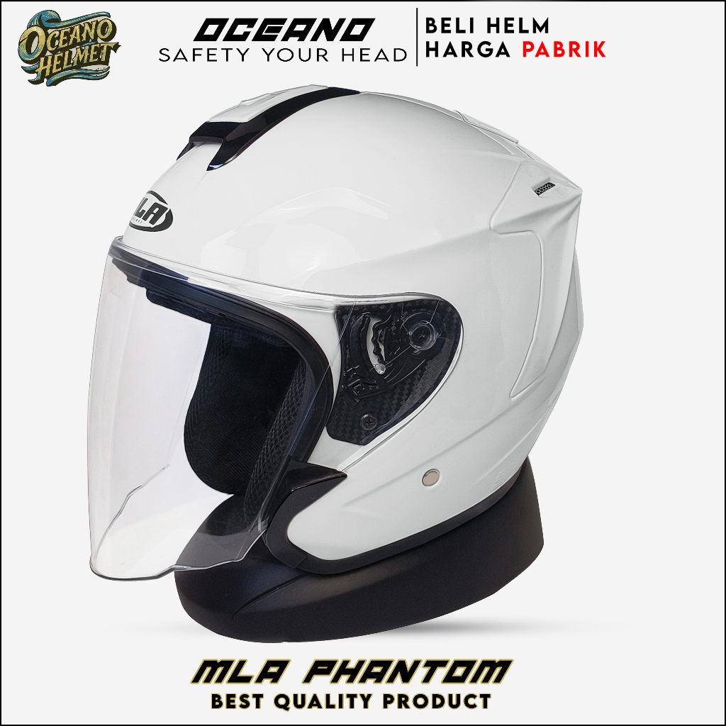 Jual Helm Half Face MLA PHANTOM PUTIH Kaca Visor Bening SNI Original ...