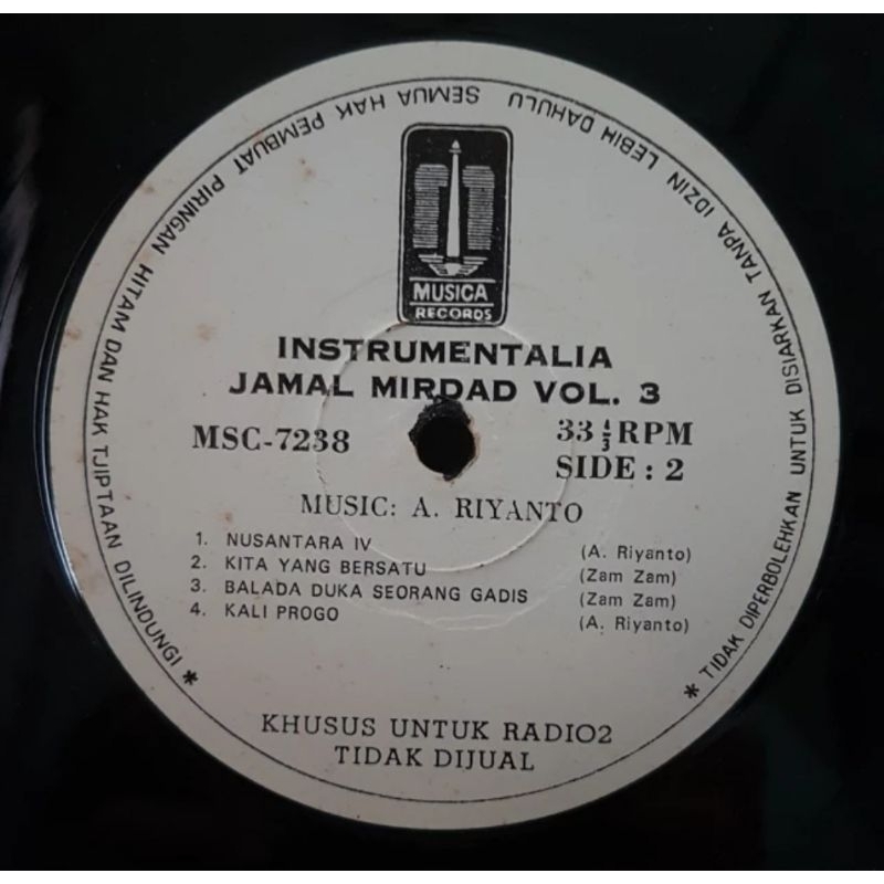 Jual Vinyl Piringan Hitam 12 inch Instrumentalia Jamal Mirdad Vol. 3 ...