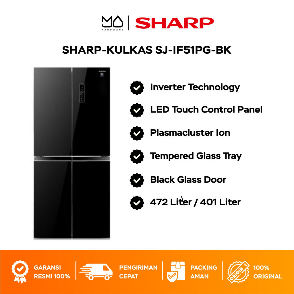 Jual SHARP Kulkas 4 Pintu SJ-IF51PG-BK - Garansi Resmi | Shopee Indonesia