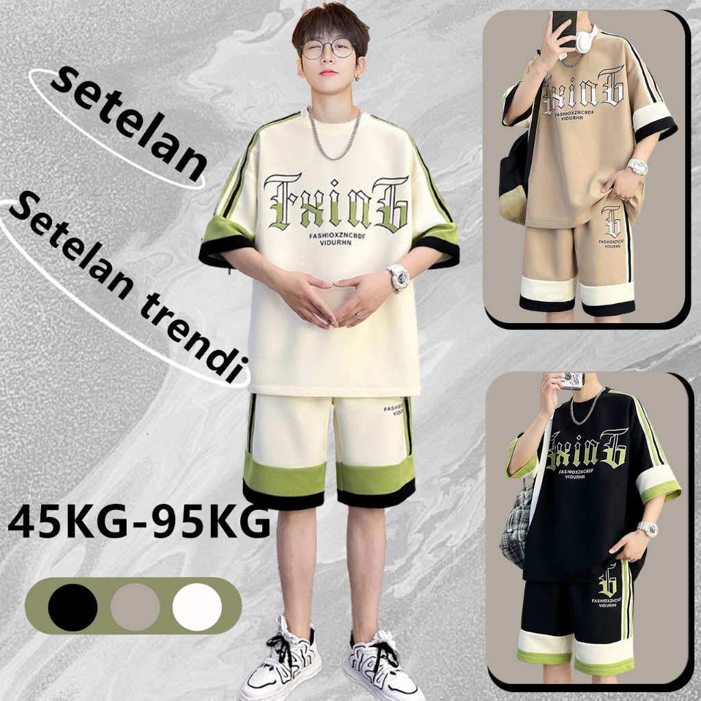 Jual baju korea setelan waffle pria baju olahraga pria baju satu set ...