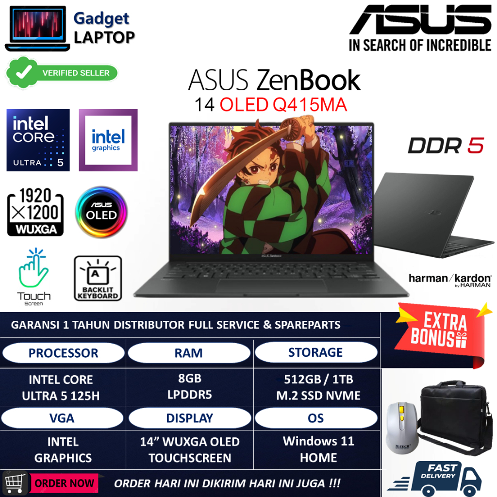 Jual Laptop ASUS Zenbook 14 Q415MA Intel Ultra 5 125H 8GB DDR5 1TB ...