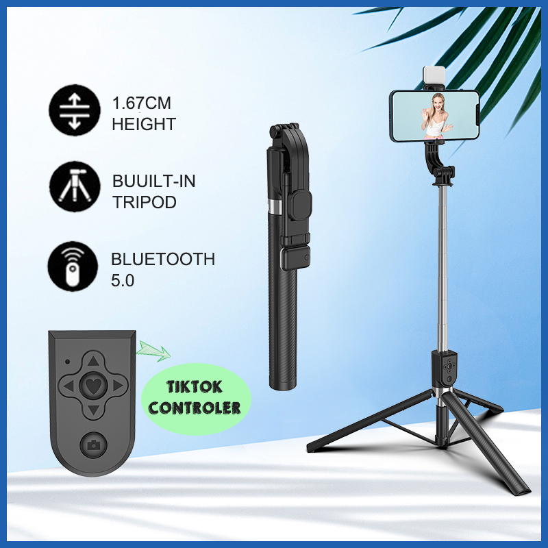 Jual Z6/Z6S Tongsis Tripod/Tongkat Selfie 167CM LED Light Bluetooth Selfie Stick Tripod BT ...