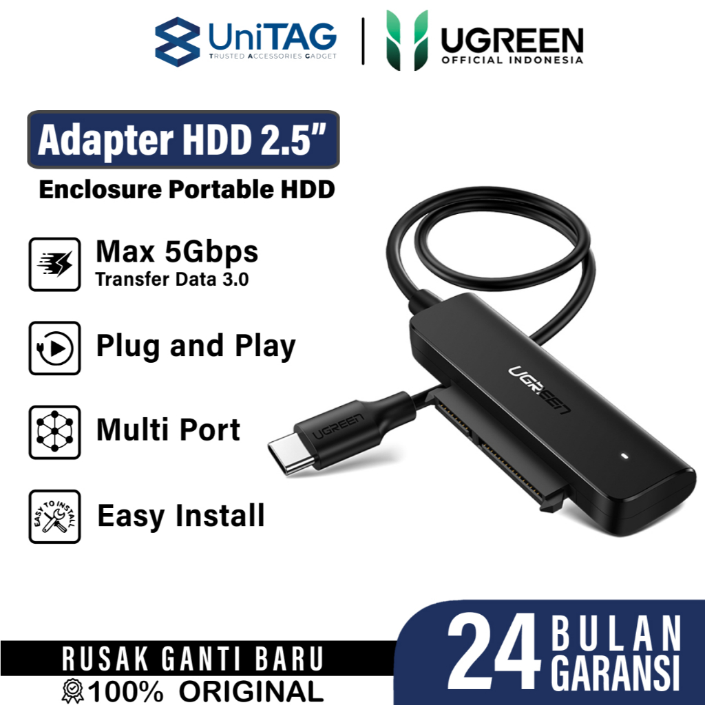 Jual UGREEN Enclosure Kabel Adapter SATA 2.5 Inch SSD External Harddisk ...