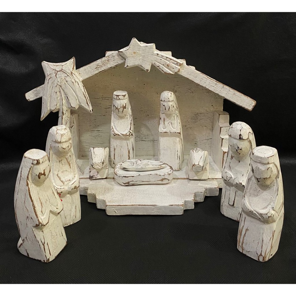 Jual Rustic Wooden Nativity Scene | Adegan Kandang Domba Yesus Kayu ...