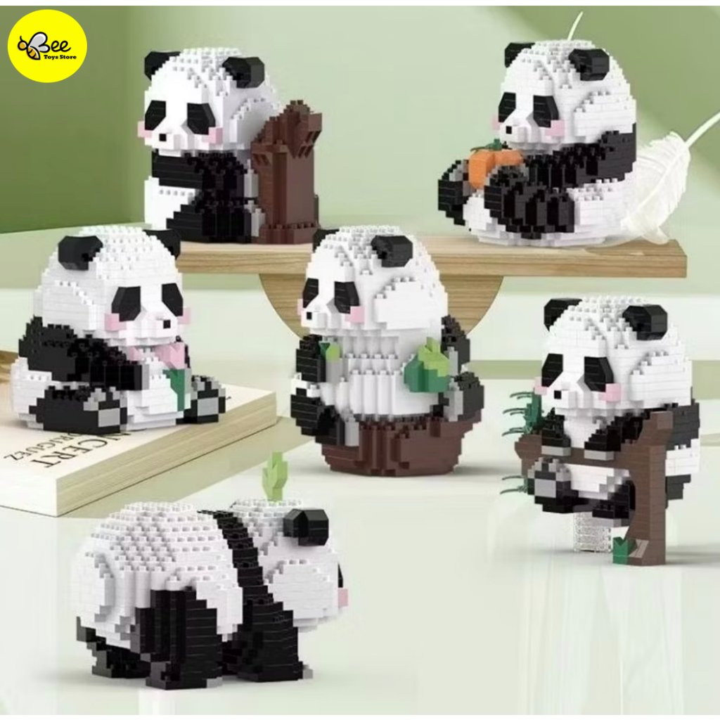 Jual BTS Mainan Bricks MINI Panda DIY Puzzle 3D Model, Building Blocks ...