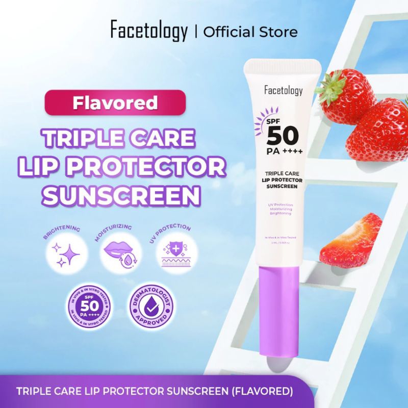 Jual Facetology Triple Care Lip Sunscreen SPF50 PA++++ 5ml (Flavored ...