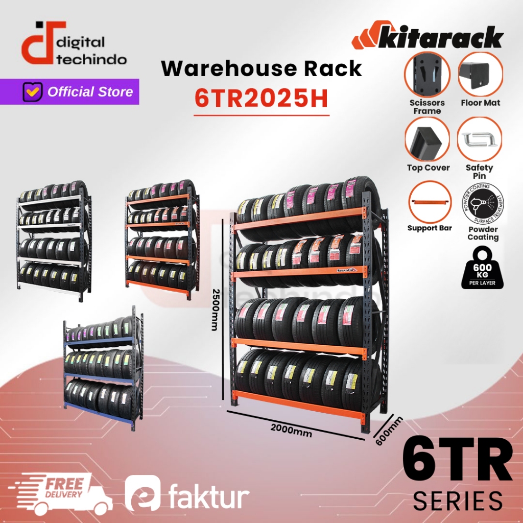 Jual KITARACK Tire Rack 6TR2025 Hitam Rak Ban Motor Ban Mobil 600KG Rak ...