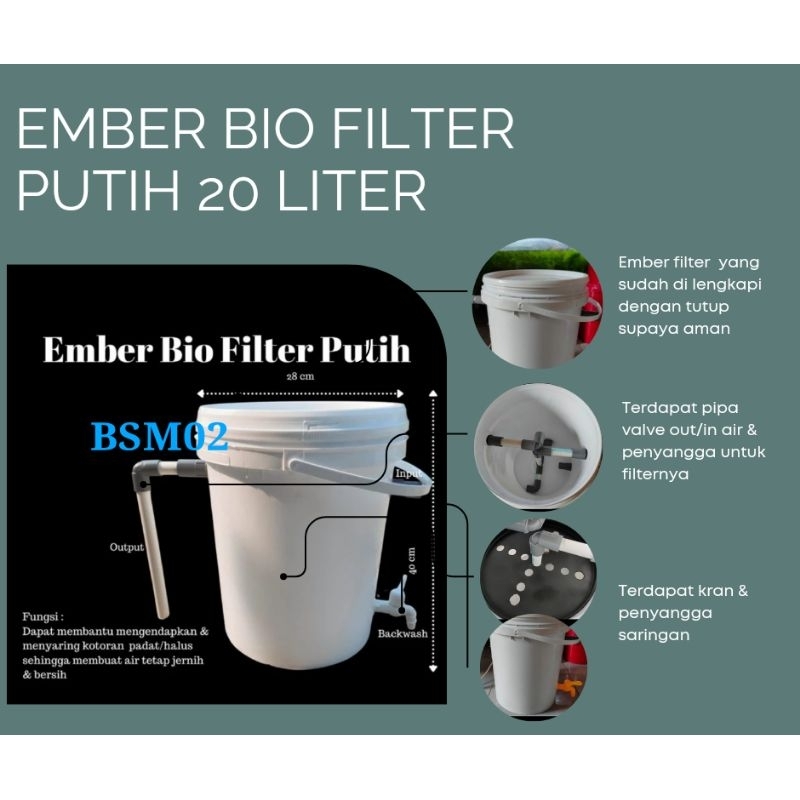 Jual Ember bio filter kolam putih 20 liter plastik HDPE | Shopee Indonesia