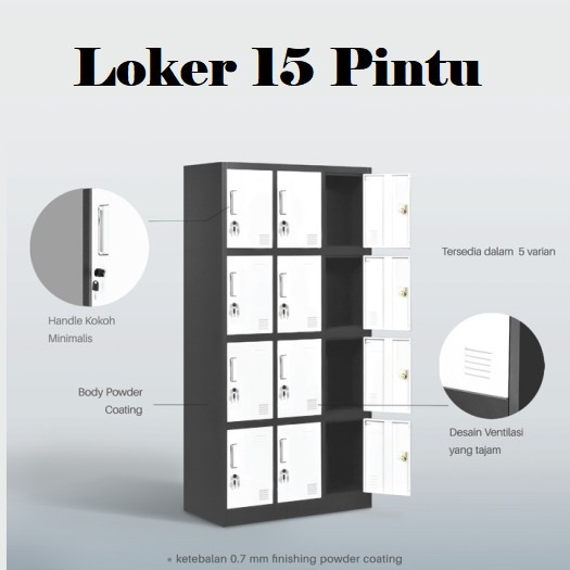 Jual Loker locker kantor sekolah mall kampus file dokumen besi 15 pintu ...