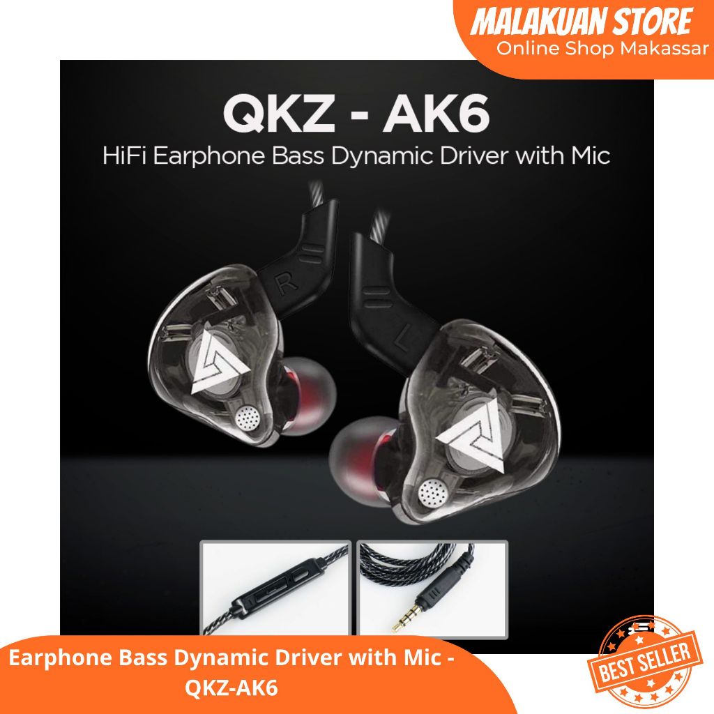 Jual Earphone Bass Dynamic Driver with Mic - QKZ-AK6 | Shopee Indonesia