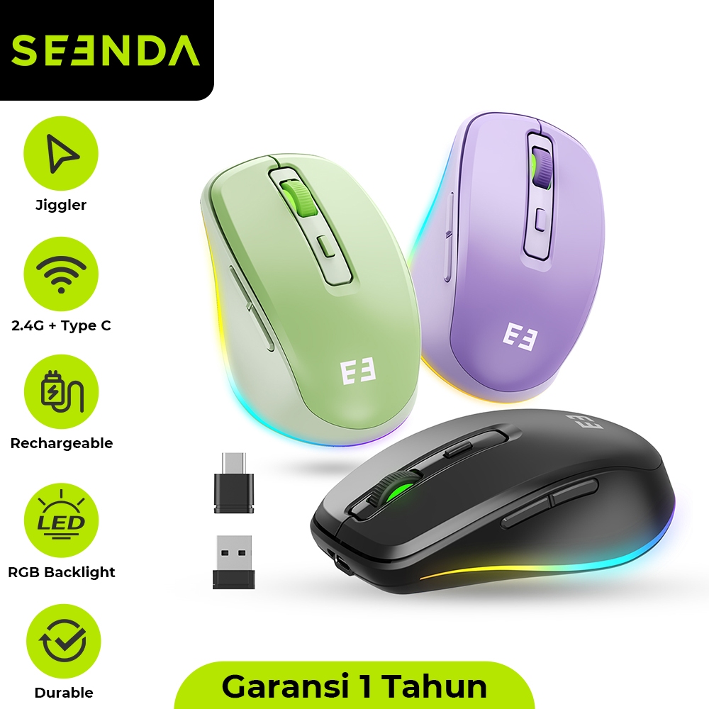 Jual SEENDA MOU160 Mouse Wireless Type C + 2.4G Rechargeable RGB ...