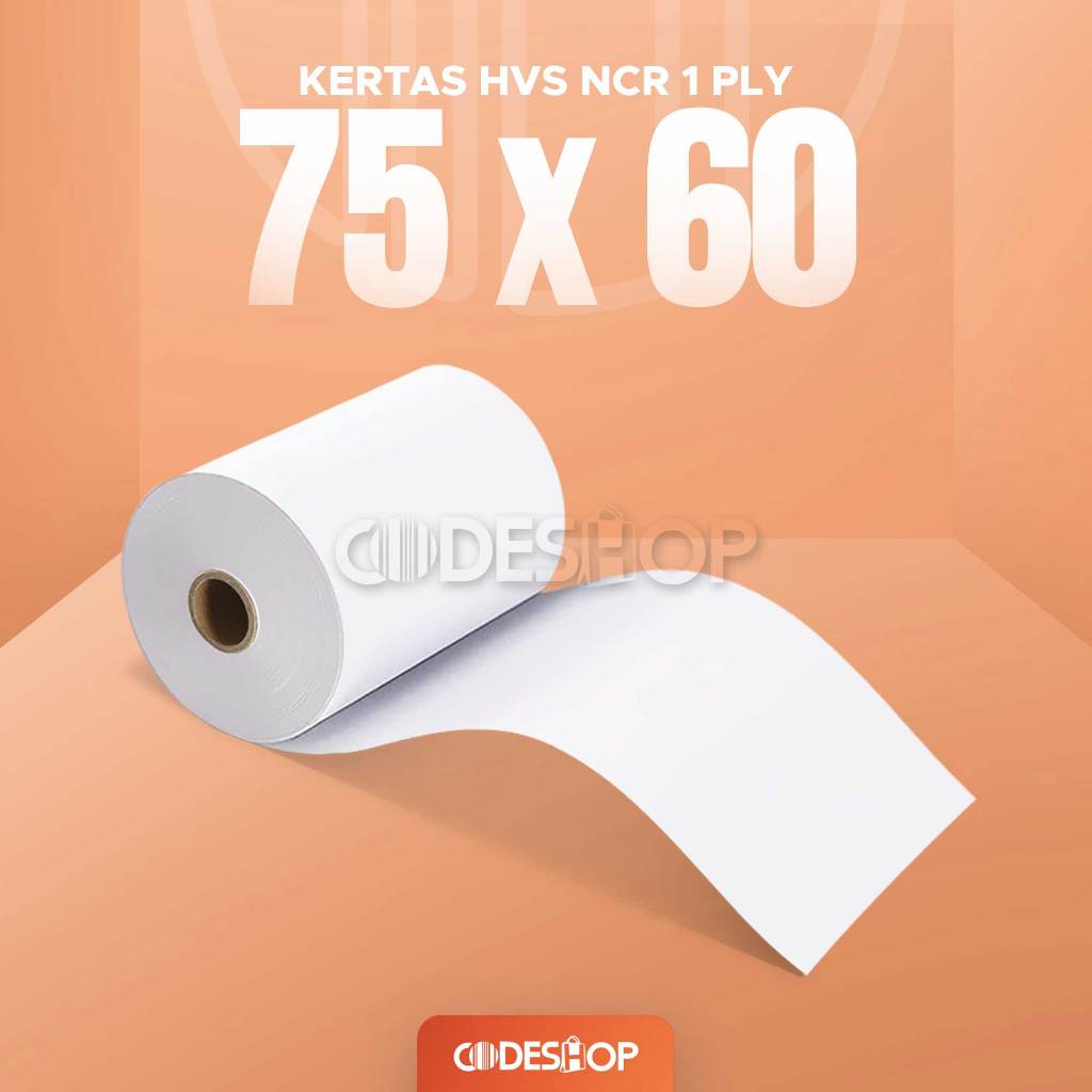 Jual Kertas Roll 75x60 mm 1 Ply Codeshop Struk Kasir Continuous HVS ...