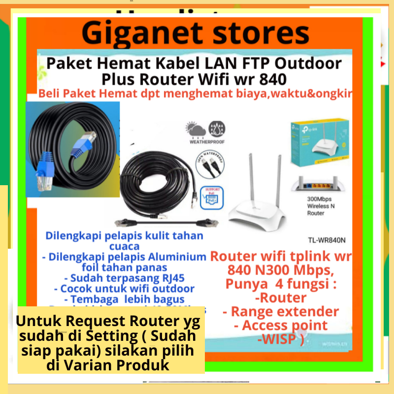 Jual Kabel LAN FTP Outdoor cat5e 10m 15m 20m 25m 30m Bundling Router ...