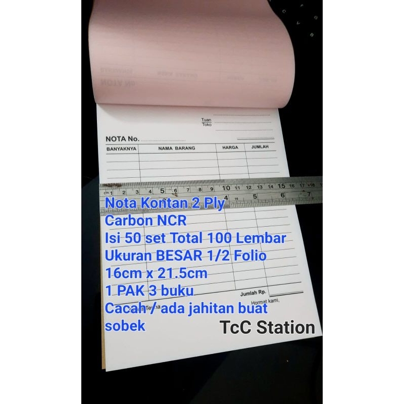 Jual 1 PAK 3 buku Nota Kontan Besar 2ply 1/2 folio 2 rangkap isi 50 set ...