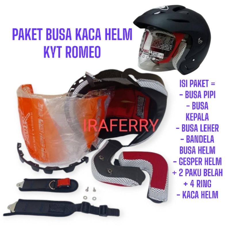 Jual Busa Helm KYT Romeo Fullset Kancing Klip Besi + Kaca Helm KYT ...