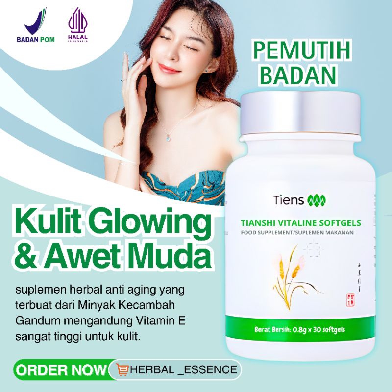 Jual Vitamin E Pemutih Badan Tiens Vitaline Softgel 100% Original Mencerahkan Kulit Dari Dalam ...