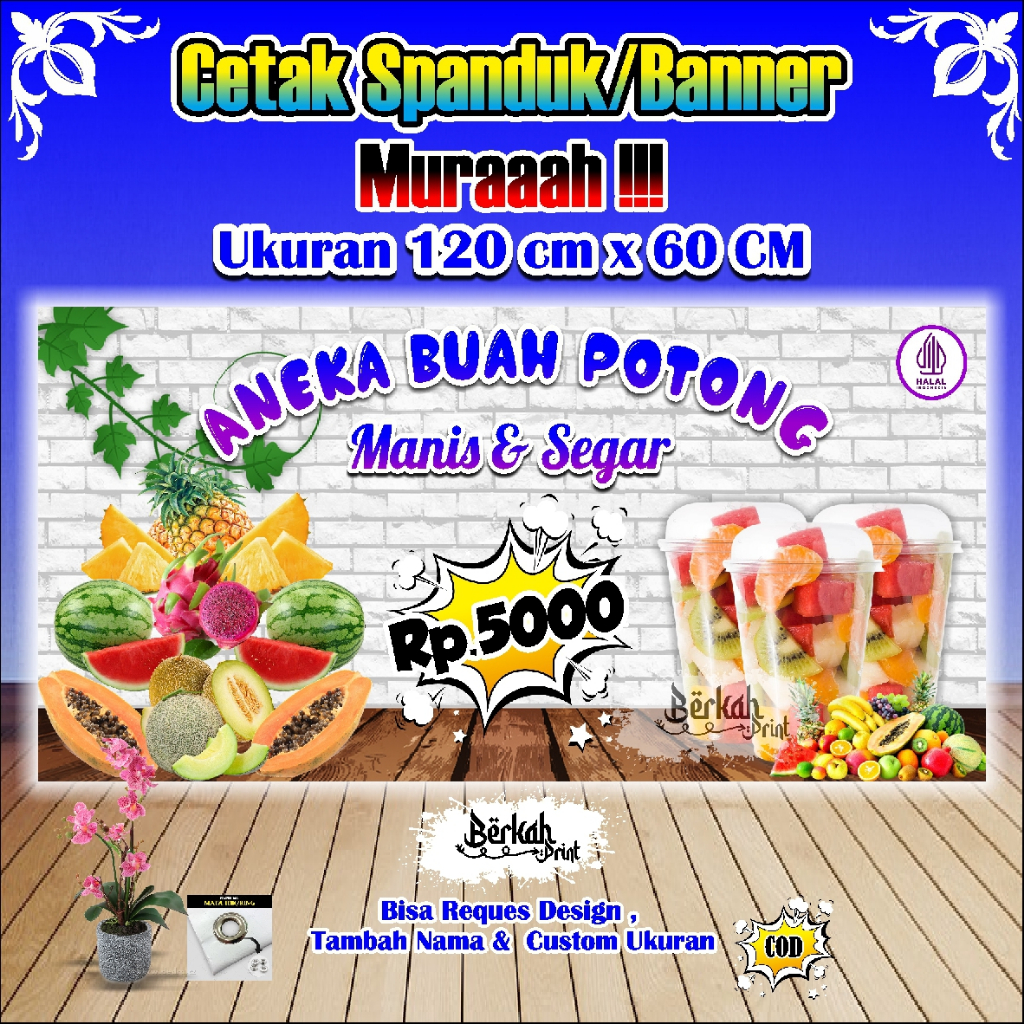 Jual Spanduk Banner Aneka Buah Potong Ukuran 120 cm x 60 cm | Shopee ...