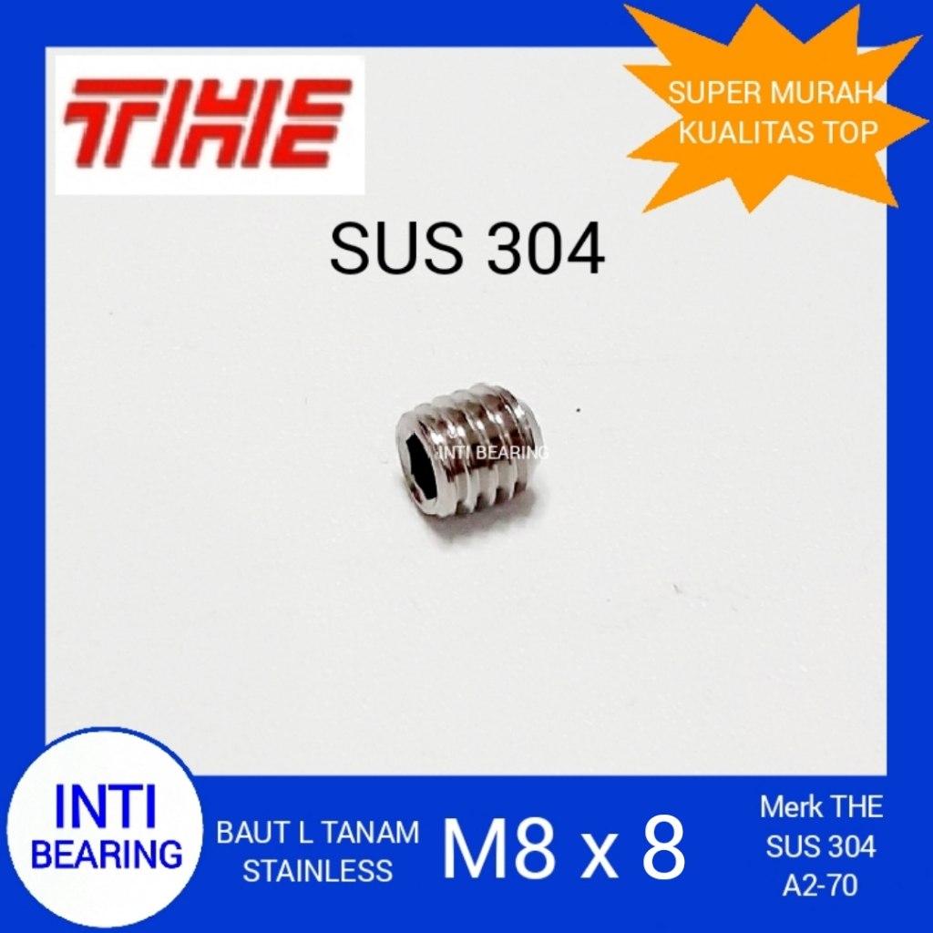 Jual BAUT L TANAM STAINLESS M8x8 MERK THE M8 x 8 SS SUS 304 BAUT L SOCKET 8X8 BAUT L SET 8 X 8 ...
