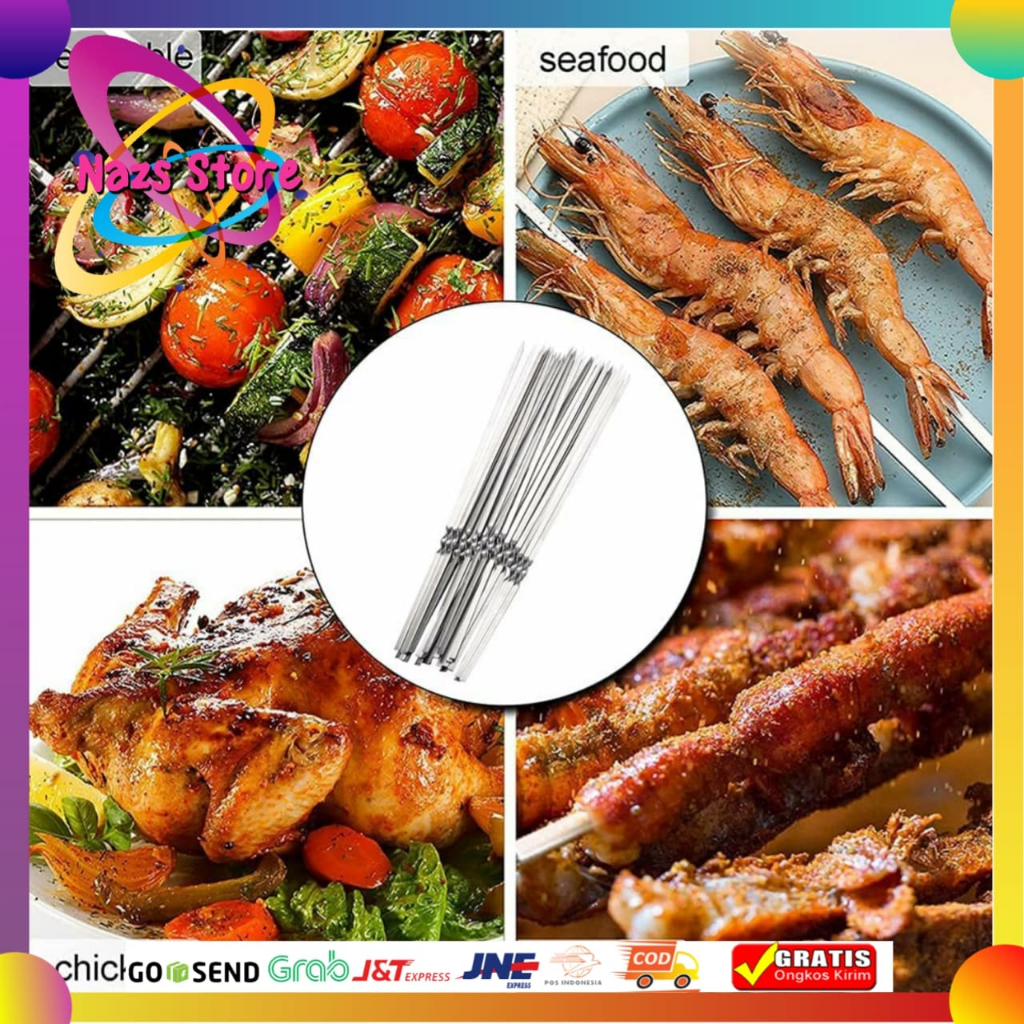 Jual Alat Tusuk Sate Barbeque Stainless Steel Reusable Cooking Tools ...
