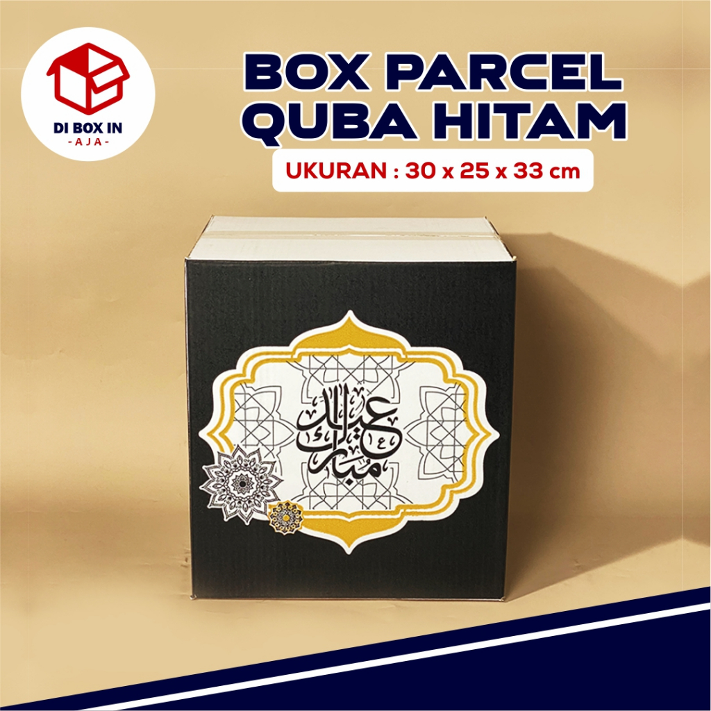 Jual BOX PARCEL KALIGRAFI QUBA HITAM 30 x 25 x 33 cm -Box Parcel Quba ...