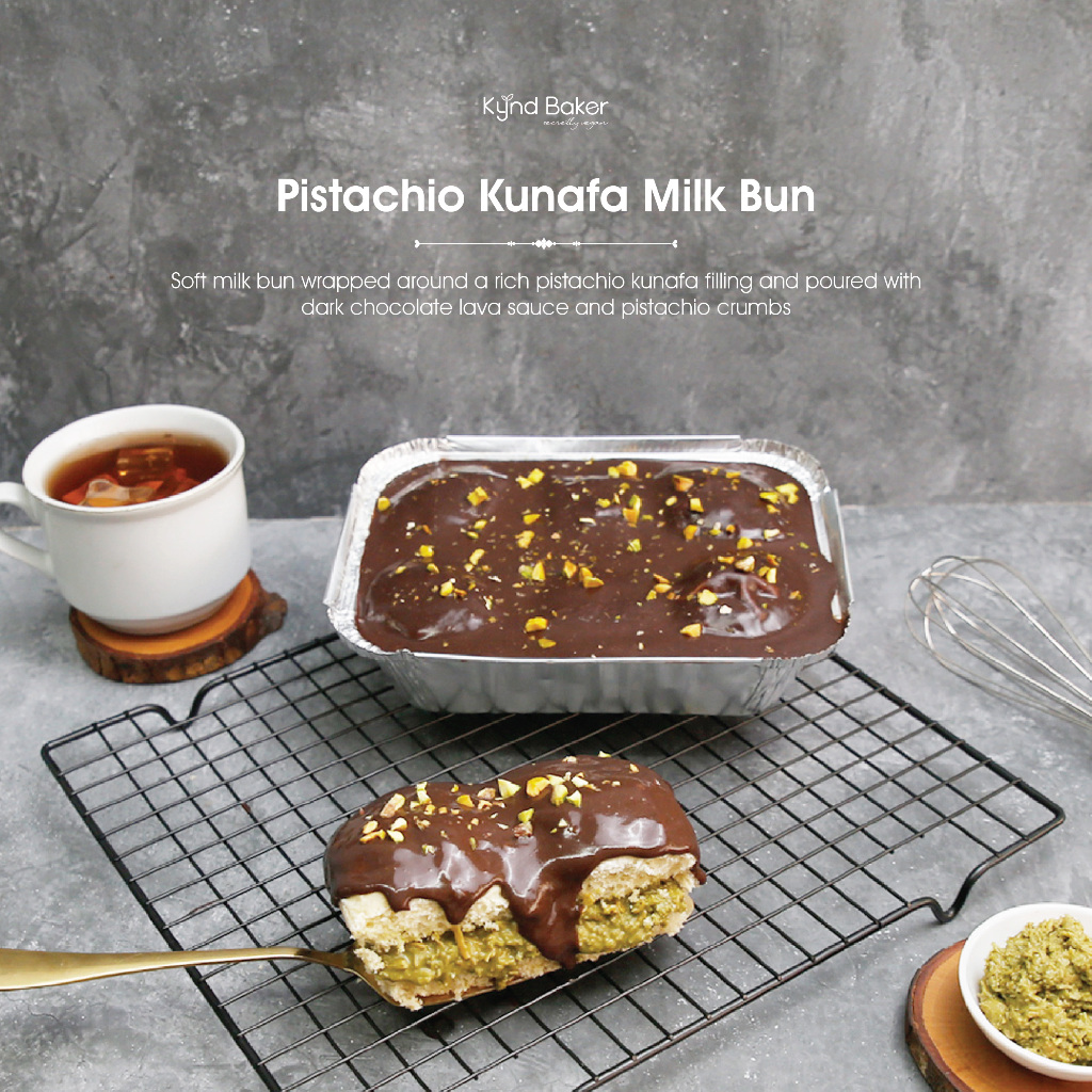 Jual KYND BAKER Pistachio Kunafa Milk Bun Plant Based Vegan Vegetarian | Shopee Indonesia