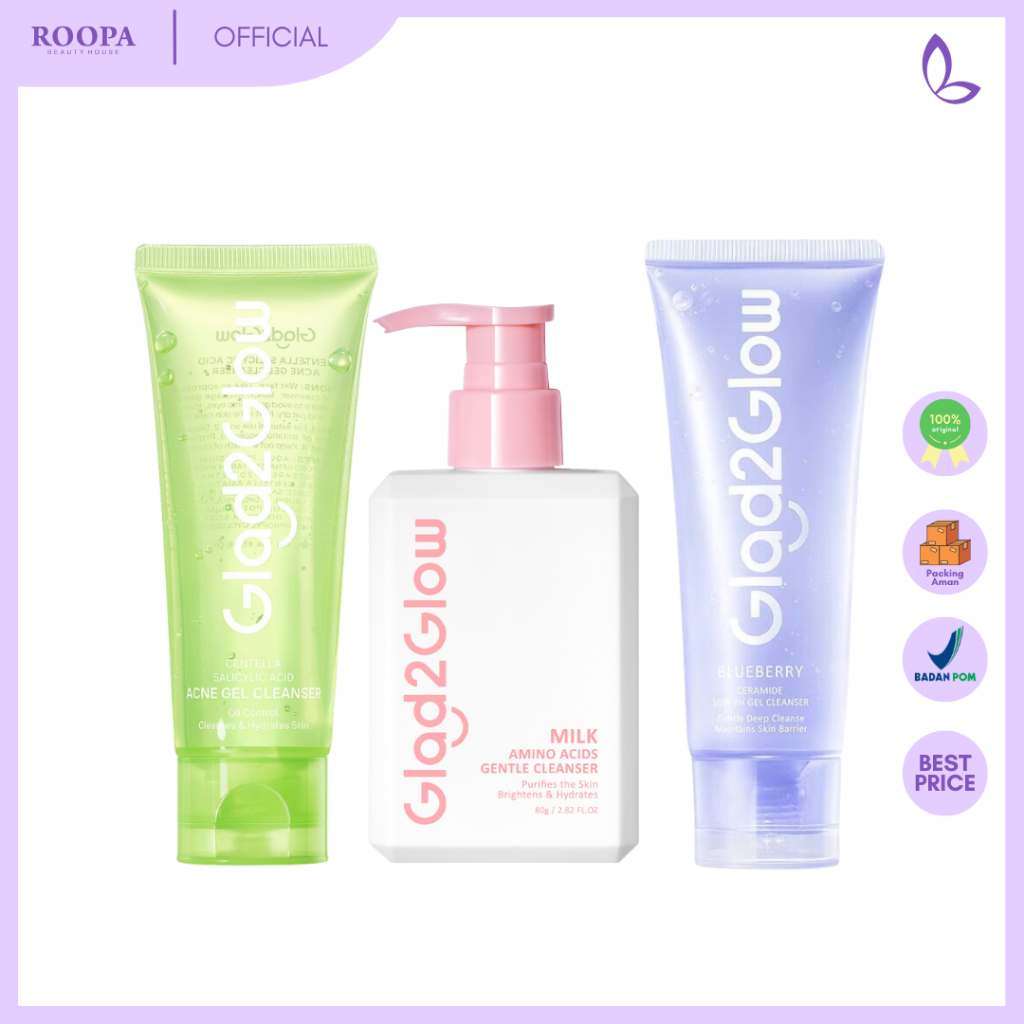 Jual G2G GLAD2GLOW Face Cleanser Series | Milk Amino Acids Gentle ...