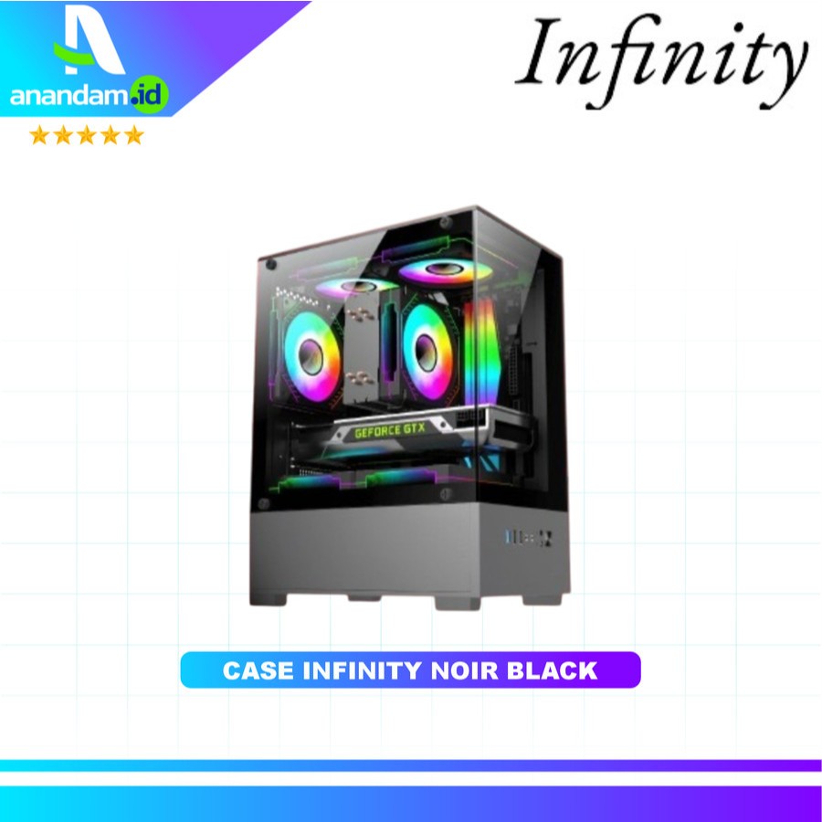 Jual CASING INFINITY NOIR Black + 3 Fan mATX Compact Seaview Case ...
