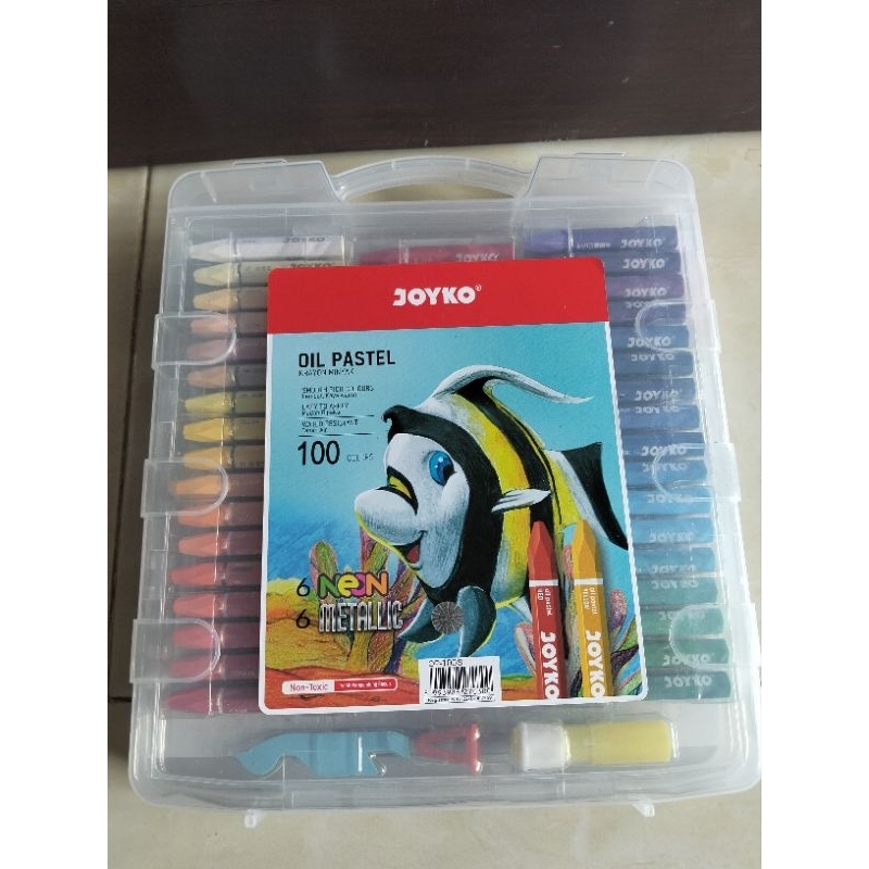 Jual Crayon Joyko Oil Pastel 100 warna free pensil Joyko | Shopee Indonesia