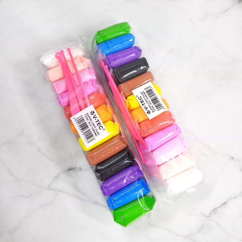 Jual Clay Polymer / Clay 12 Warna / Clay V-Tec Isi 12 Warna | Shopee ...