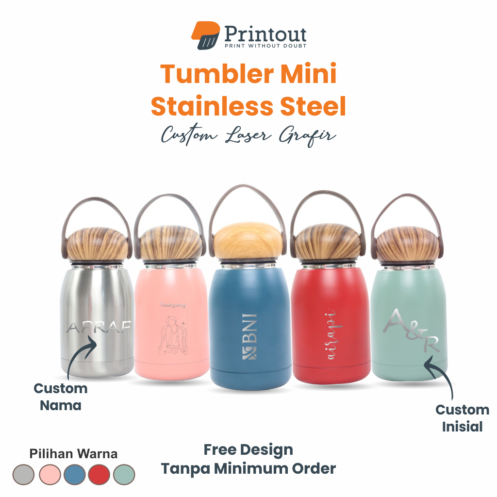 Jual TUMBLER MINUM MINI 300ML STAINLESS STEEL/CUSTOM GRAFIR/FREE CUSTOM ...