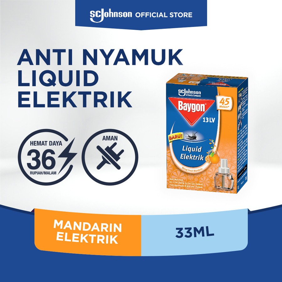 Jual Baygon Liquid Electric Refill Fresh Mandarin 33ML | Shopee Indonesia