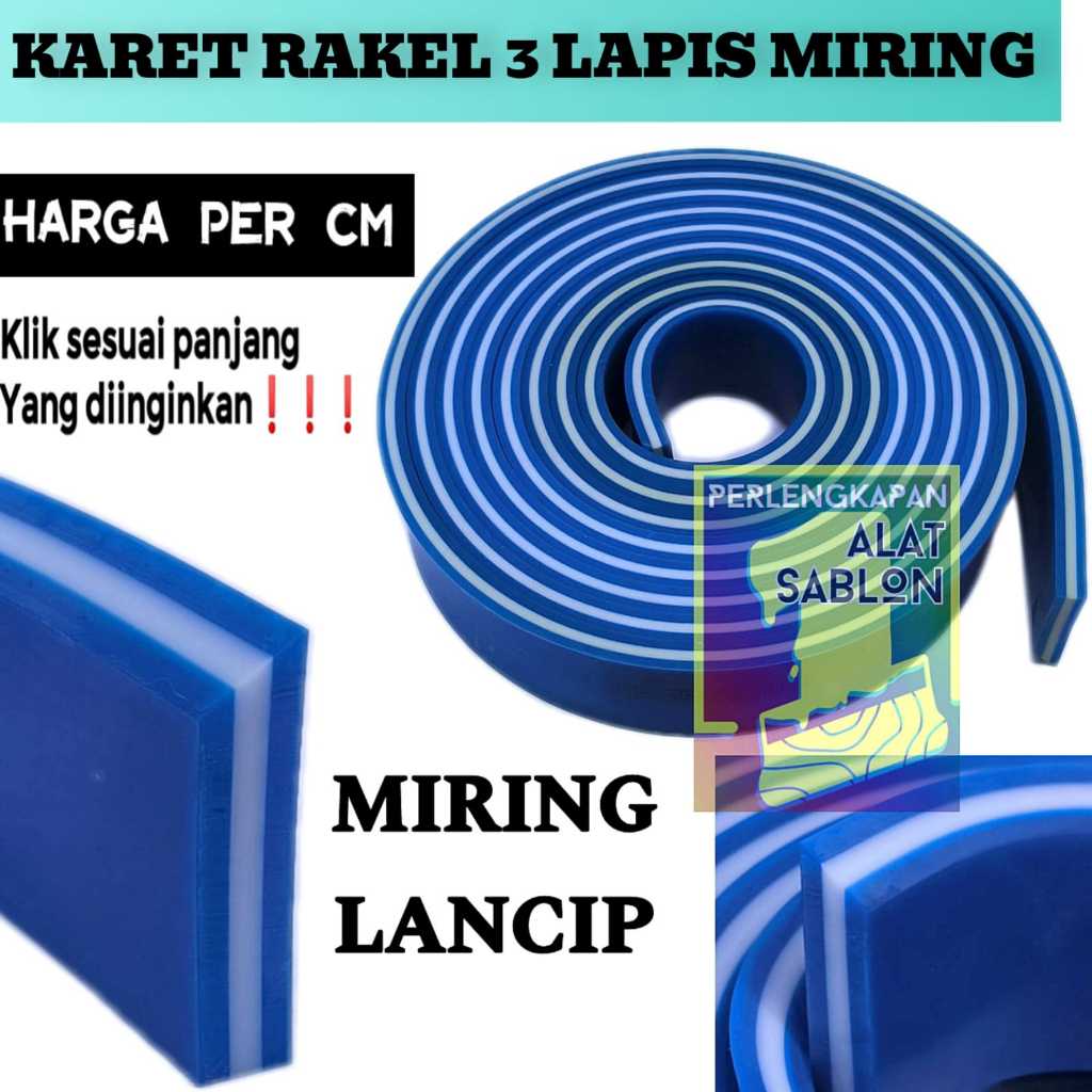 Jual KARET RAKEL SABLON BIRU MIRING LANCIP 3LAPIS 9MMX50MM PER CM ...