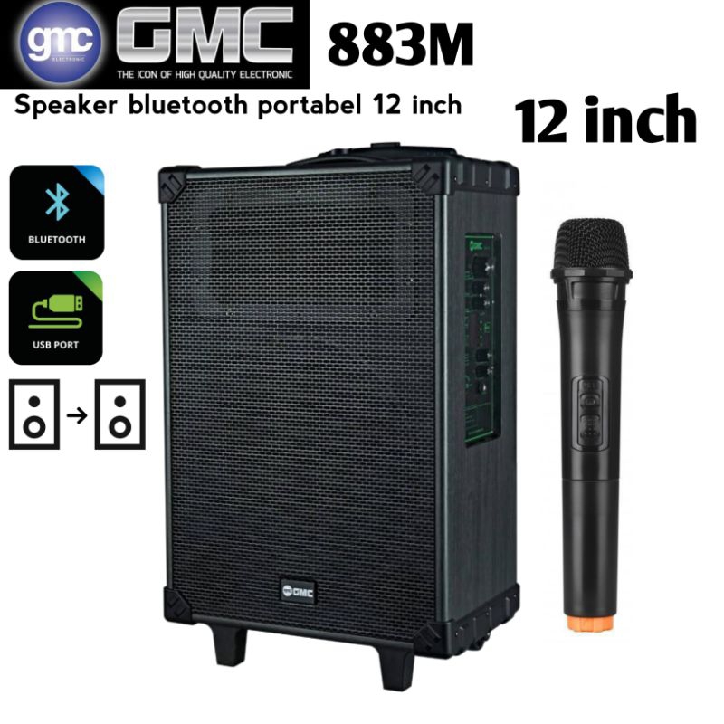 Jual speaker portable GMC 883M speaker bluetooth+Mic wireless 12 inch ...