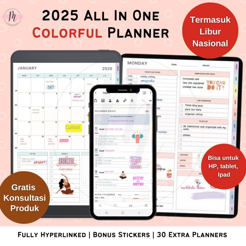 Jual Colorful 2025 Digital Planner Lengkap Banget! untuk Android, Ipad ...