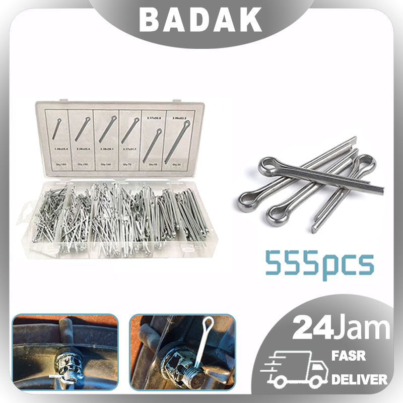 Jual 555 Pcs Cotter Pin Set Split Pin Assortment Split Pin Cotter Spi ...
